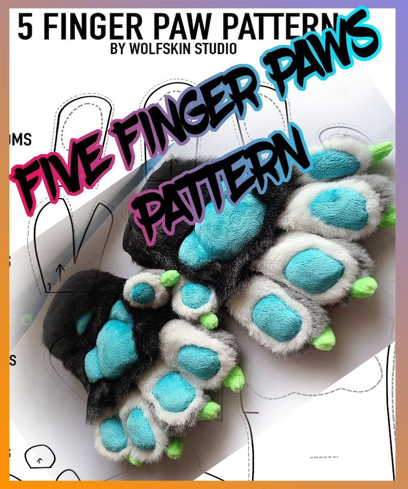 Fursuit 5 Finger Hand Paws Pattern - Etsy