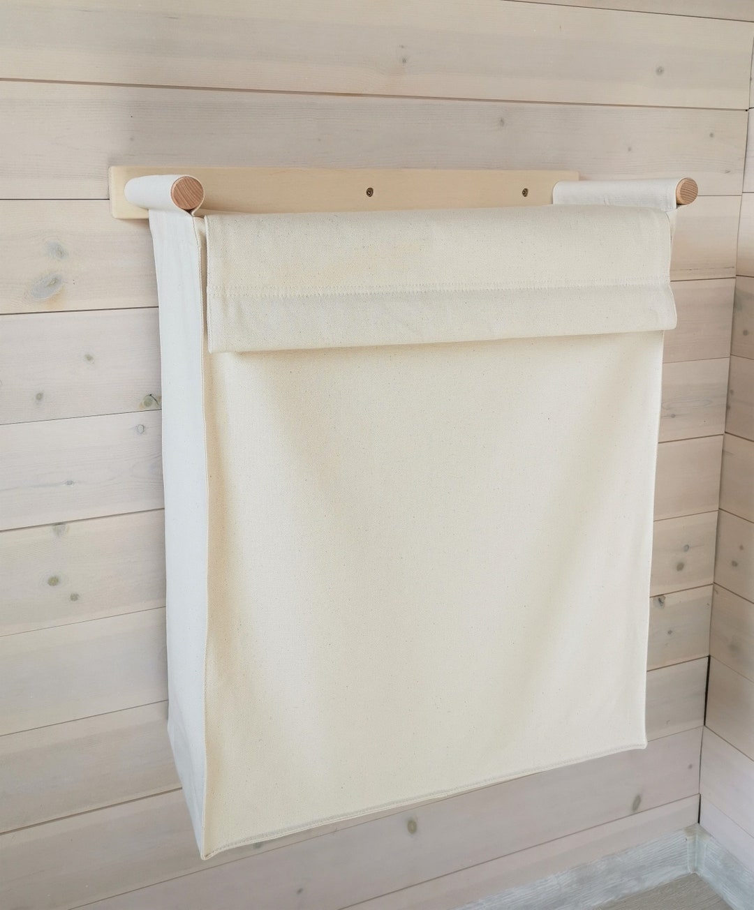 Cotton Hanging Laundry Basket With Beech Wood Frame - Etsy
