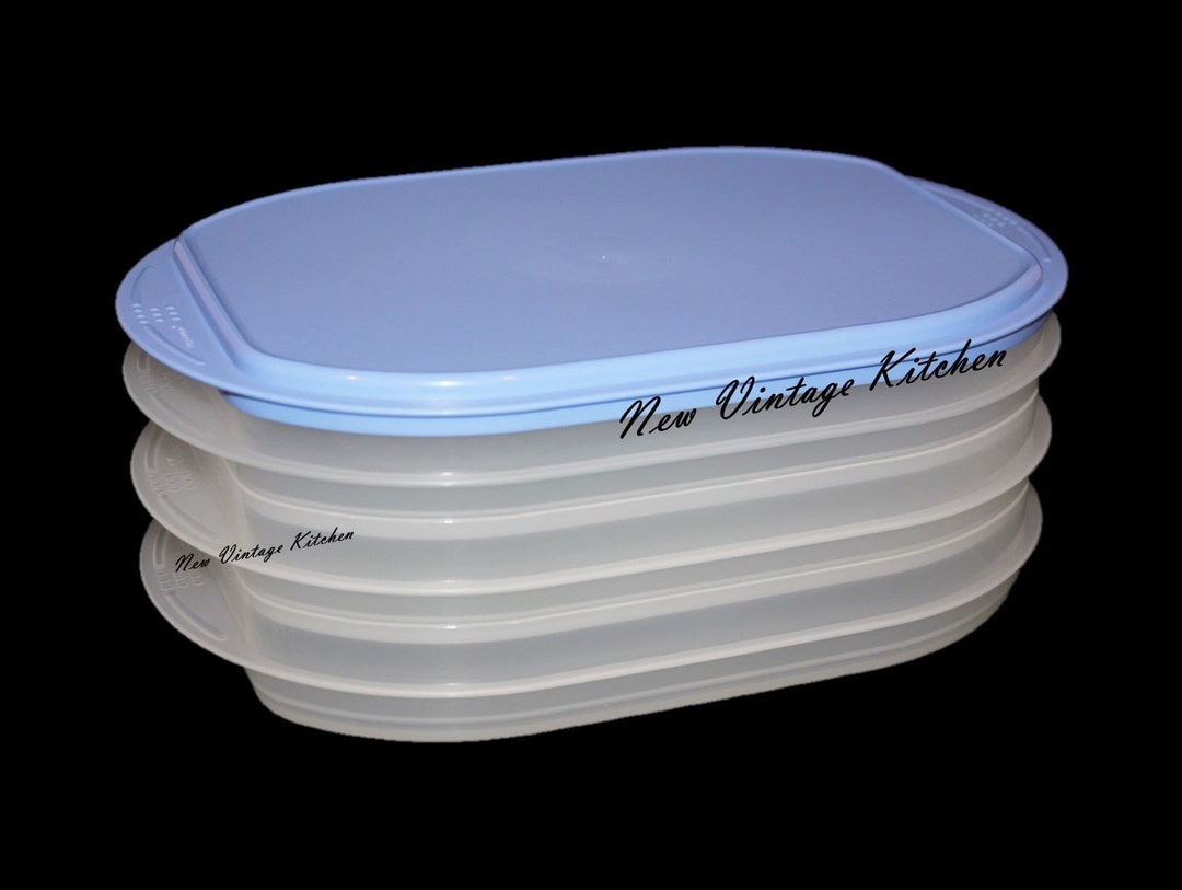 New Vintage Tupperware Fridge Stackables Set of 3 Oval Containers 3 Cup ...