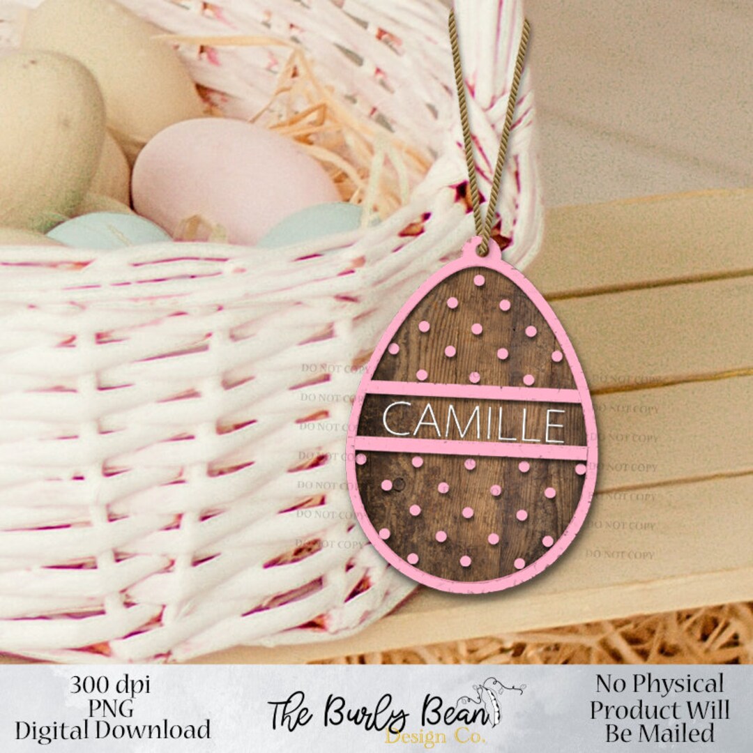 Wooden Rustic Farmhouse Style Easter Egg Basket Tag Name Tag Boy Girl ...