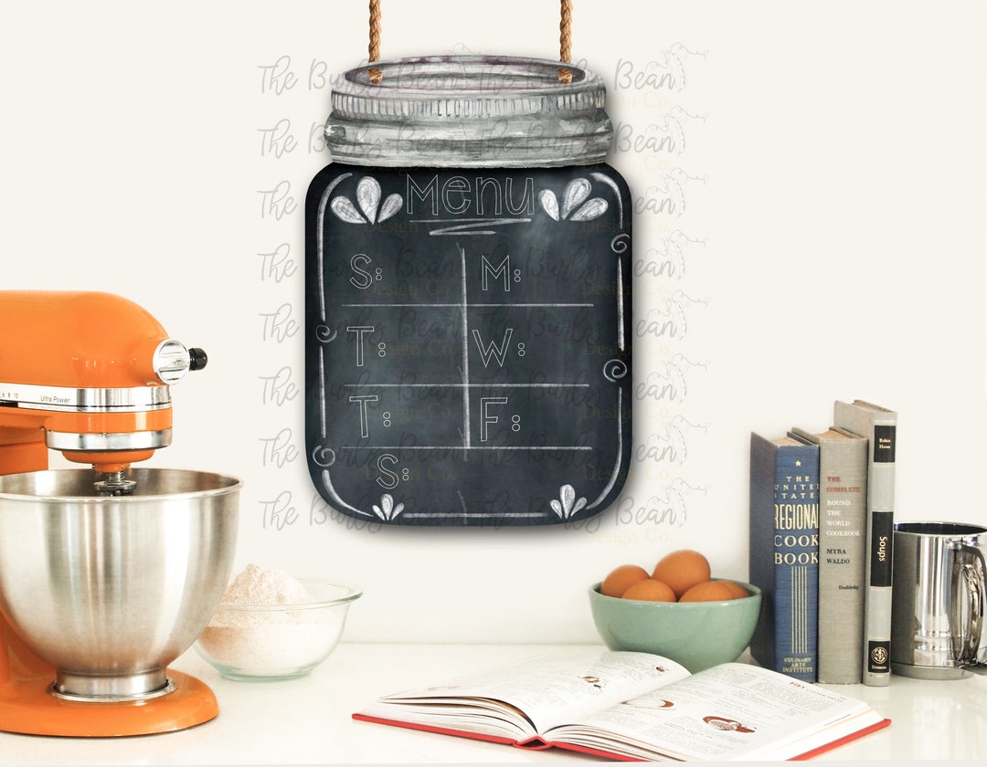 Chalk Board Mason Jar Weekly Menu Dry Erase Board Rustic - Etsy