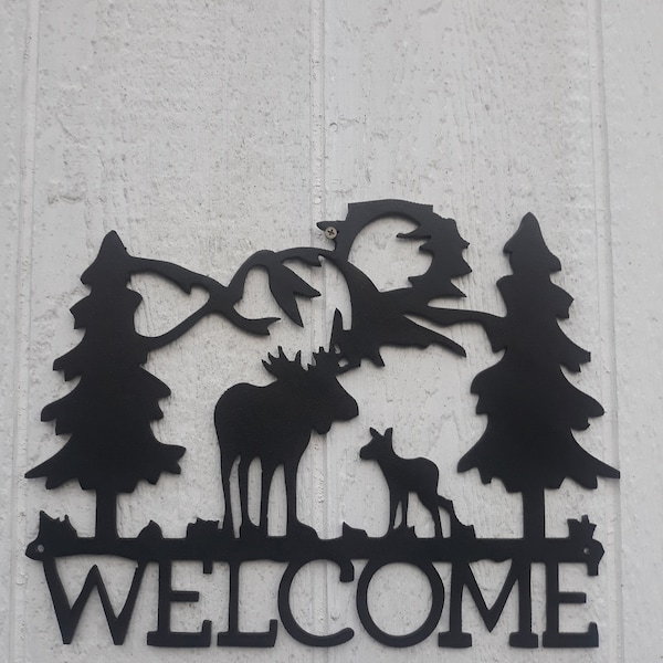 Moose Welcome Sign - Etsy