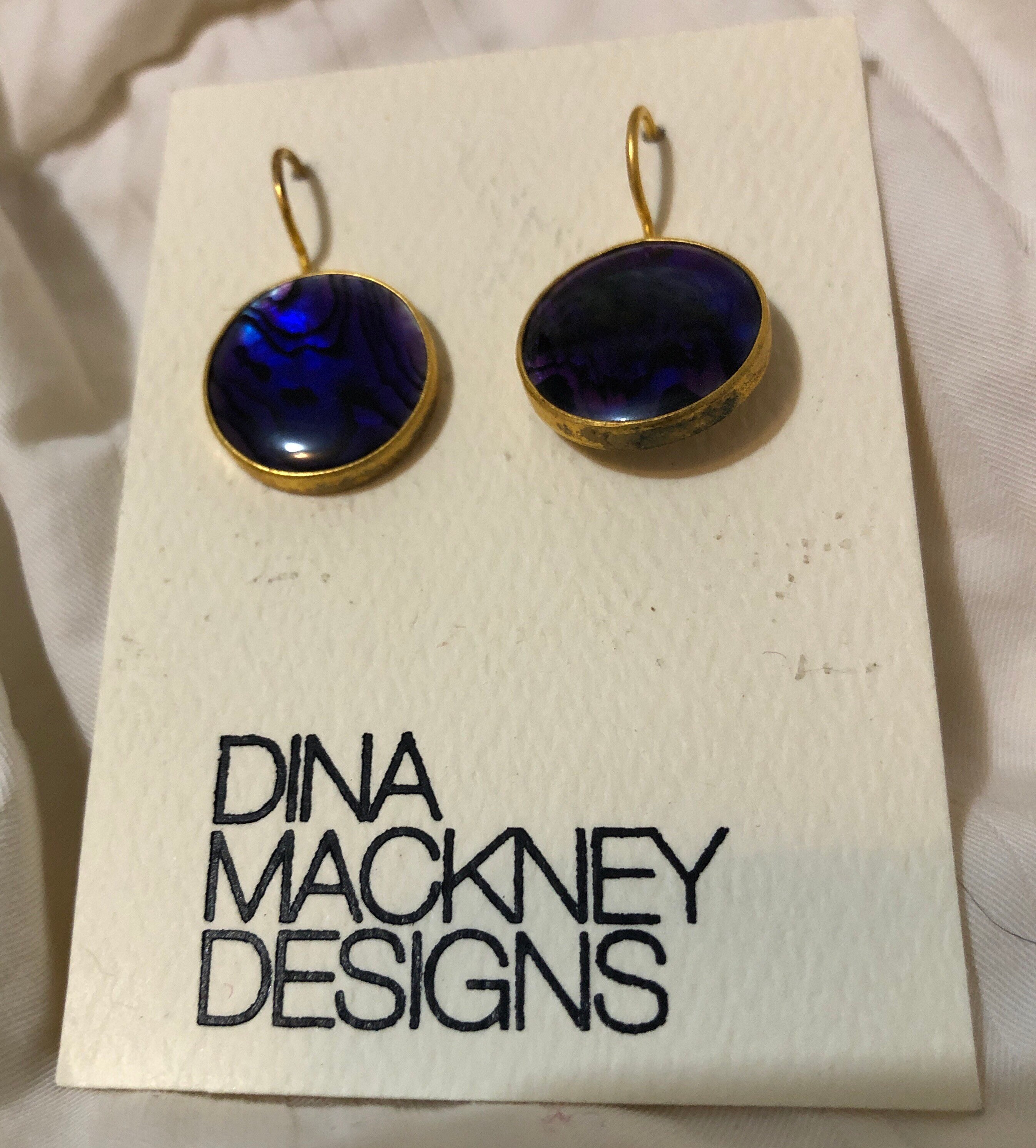 Gold Wire Purple Round Shell Earrings by Dina Mackney - Etsy