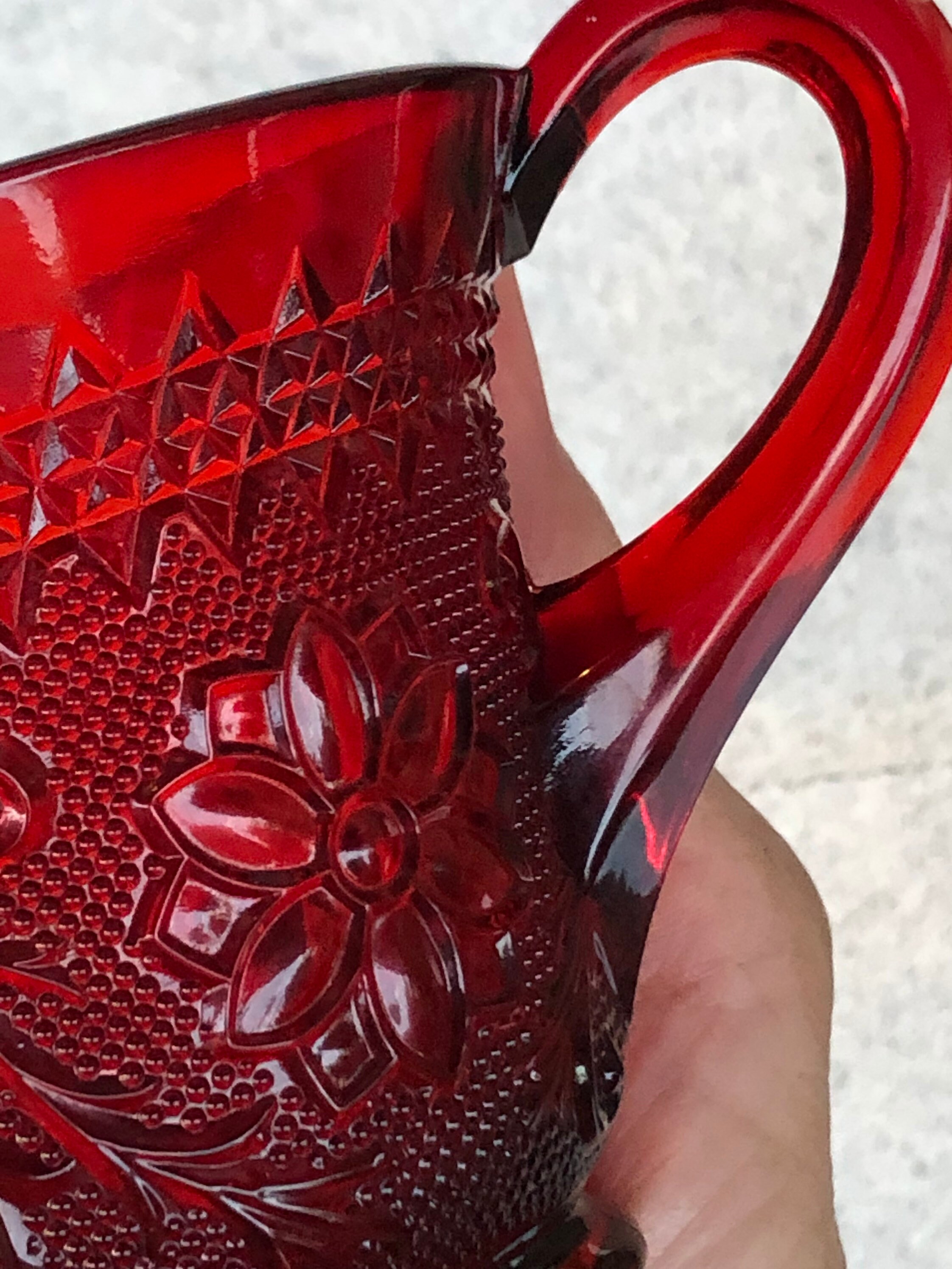 Westmoreland 6 inch Ruby depression glass with black light reactive ...