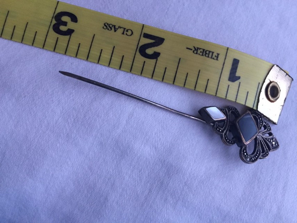 Victorian Art Deco Stick Pin 925 Sterling Silver - Etsy