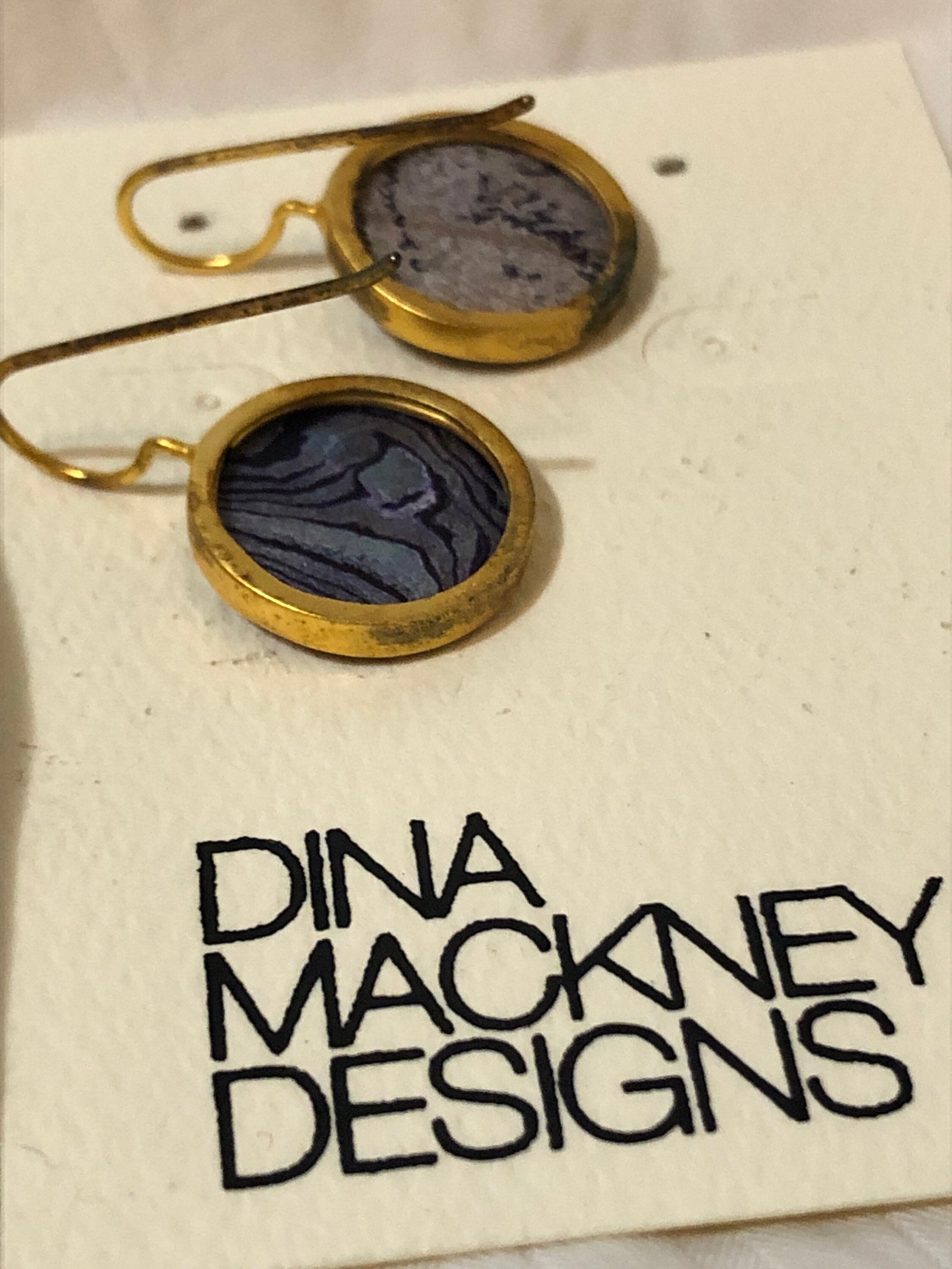 Gold Wire Purple Round Shell Earrings by Dina Mackney - Etsy