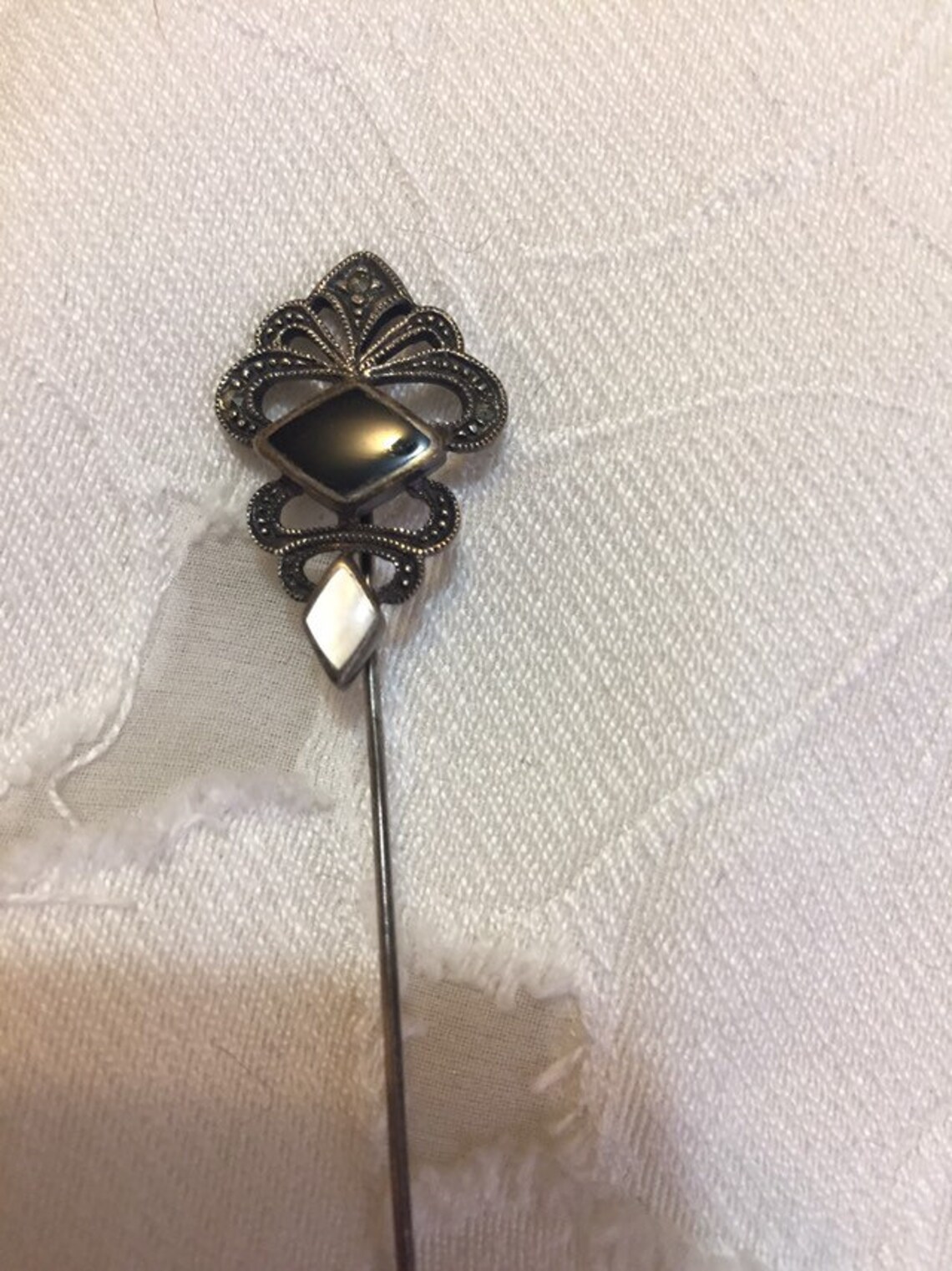 Victorian Art Deco Stick Pin 925 Sterling Silver - Etsy