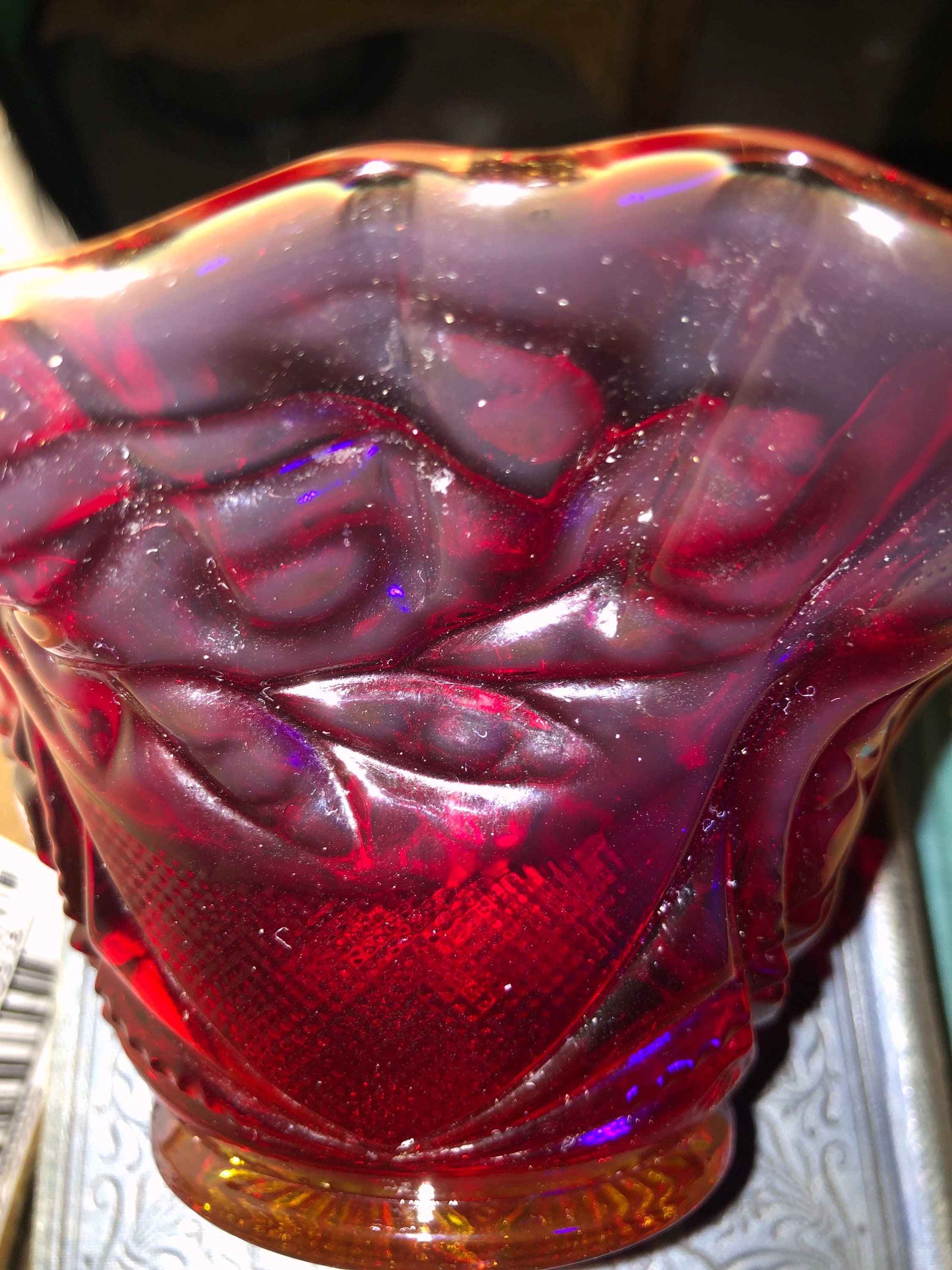 Westmoreland 6 Inch Ruby Depression Glass With Black Light Reactive ...