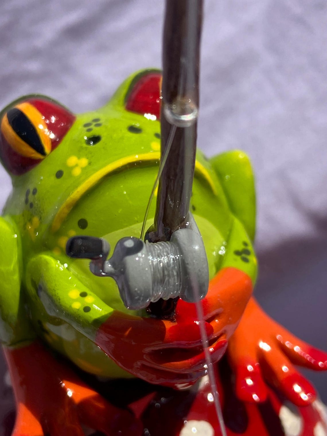 Frog Sitting on an Amanita Mushroom Fishing Polymer Clay and Resin ...
