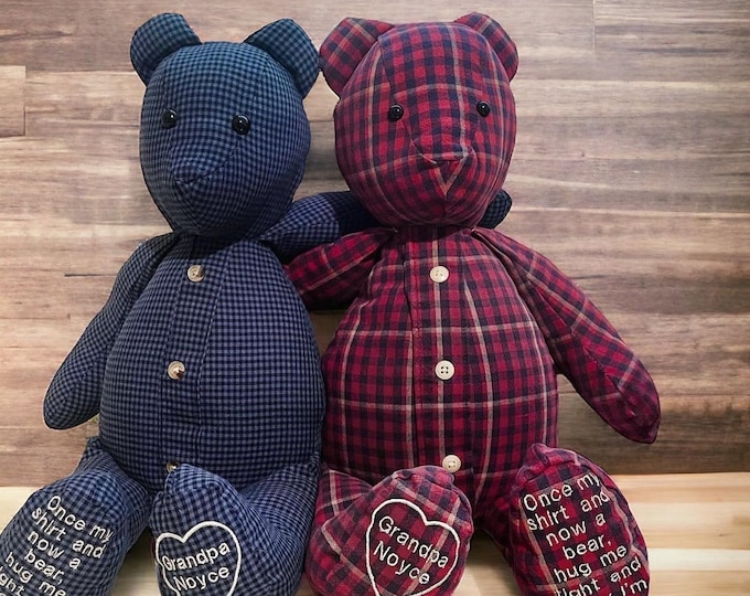 Memory Bear/shirt Bear/keepsake Bear/memorial Bear/memory Stuffed ...
