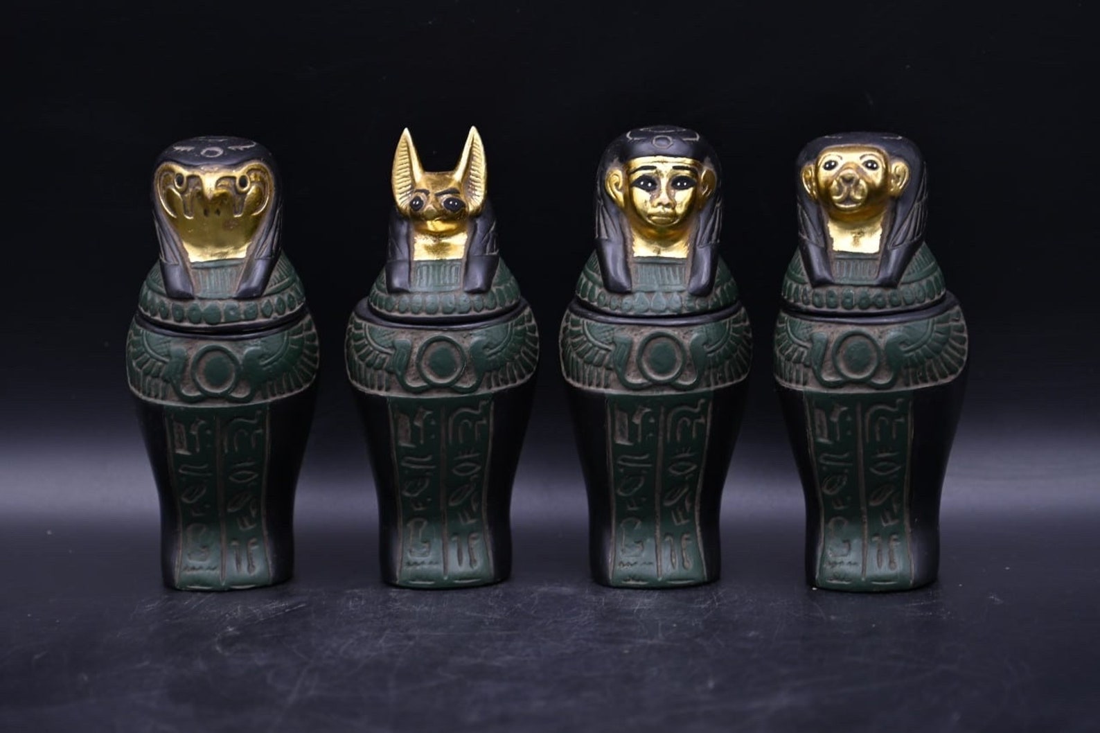 Lovely Egyptian Canopic Jars With the Four Son's of Hours Heads to ...