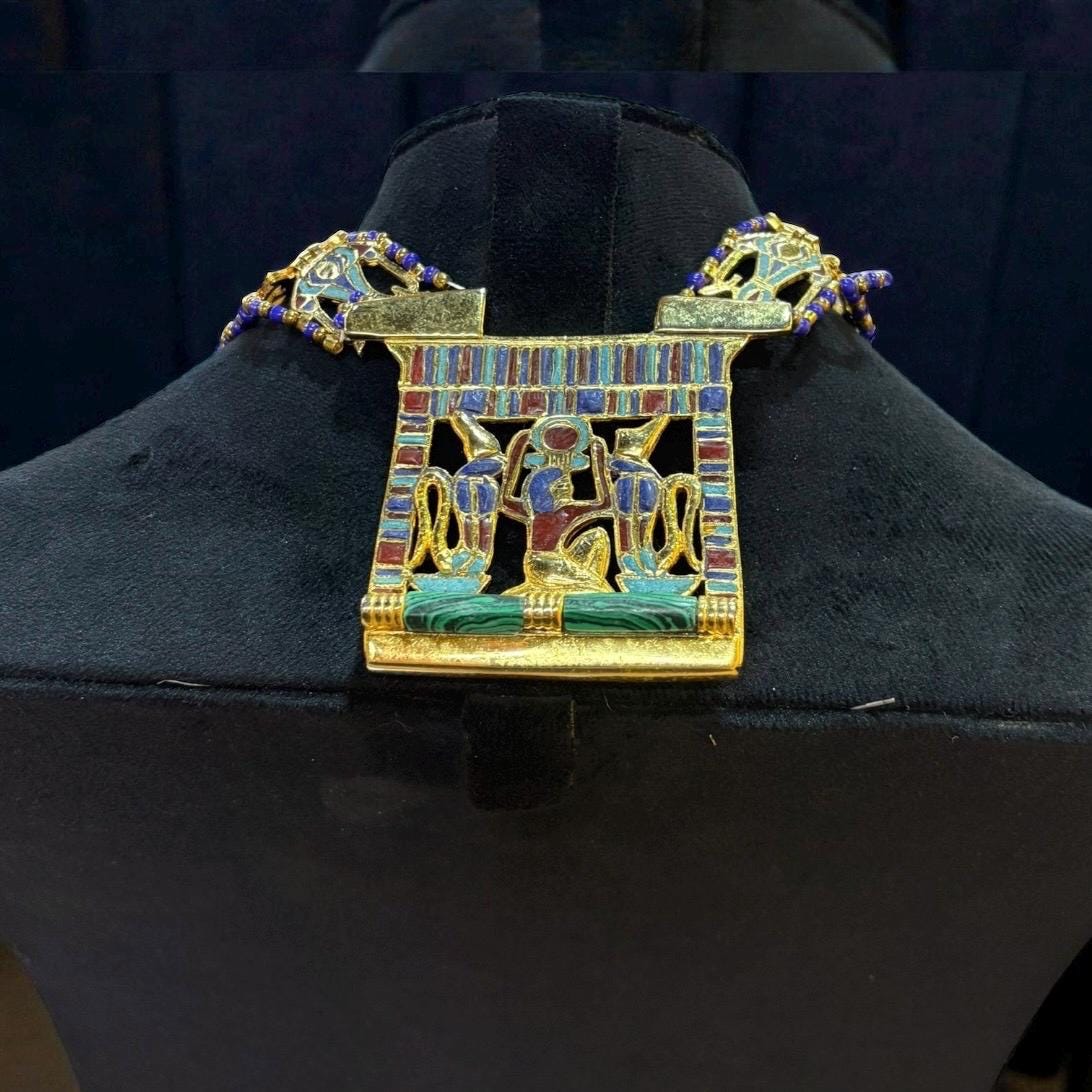 Tutankhamun Scarab Pectoral Necklace, Gold Plated Copper, Gemstone ...