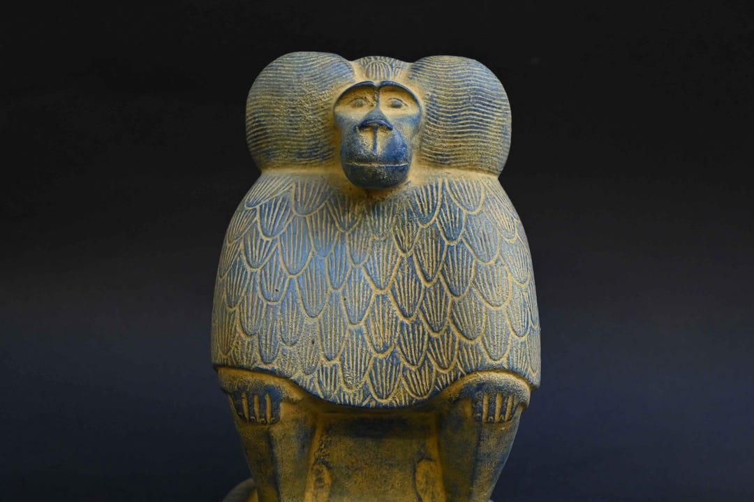 Ancient Egyptian Baboon God Statue – Hand-carved Stone Figurine ...