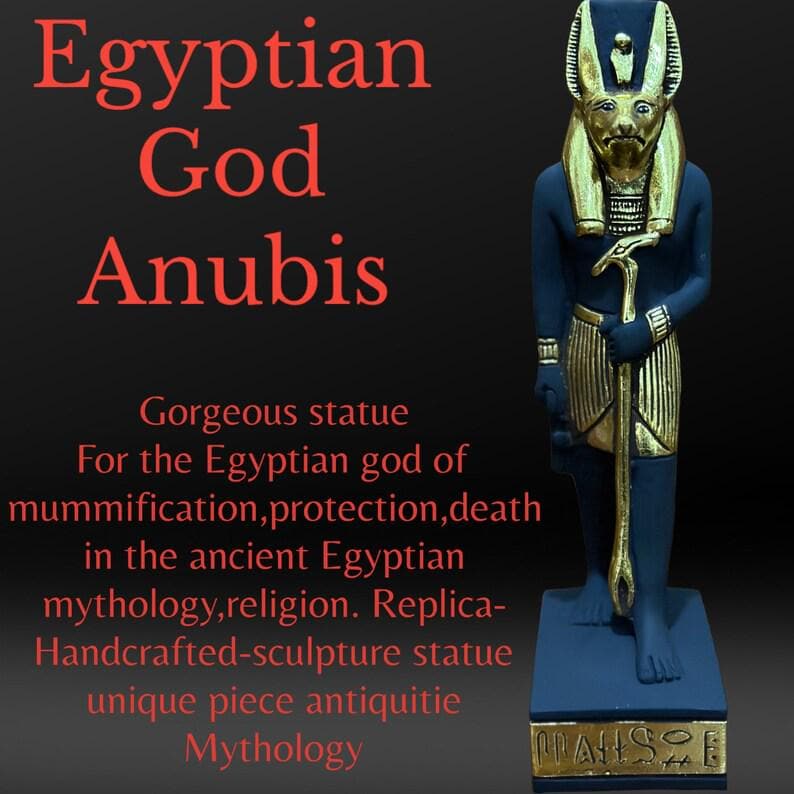 Egyptian Anubis Statue, Gold Leaf Stone Sculpture, Handmade in Egypt - Etsy