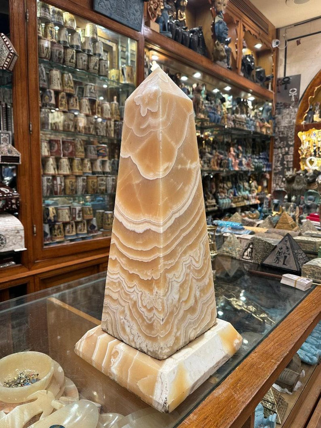 Unique Egyptian Obelisk Symbol of the Sun God Ra-alabaster Stone ...
