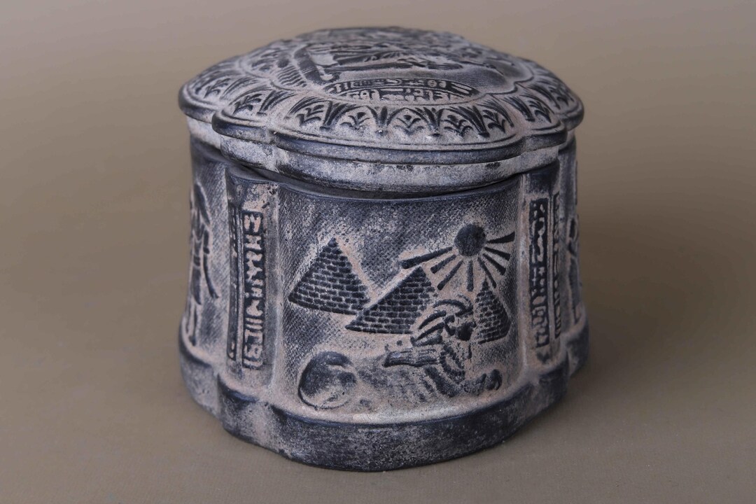 Hand-carved Stone Pharaonic Jewelry Box: Ancient Egyptian Inscriptions ...