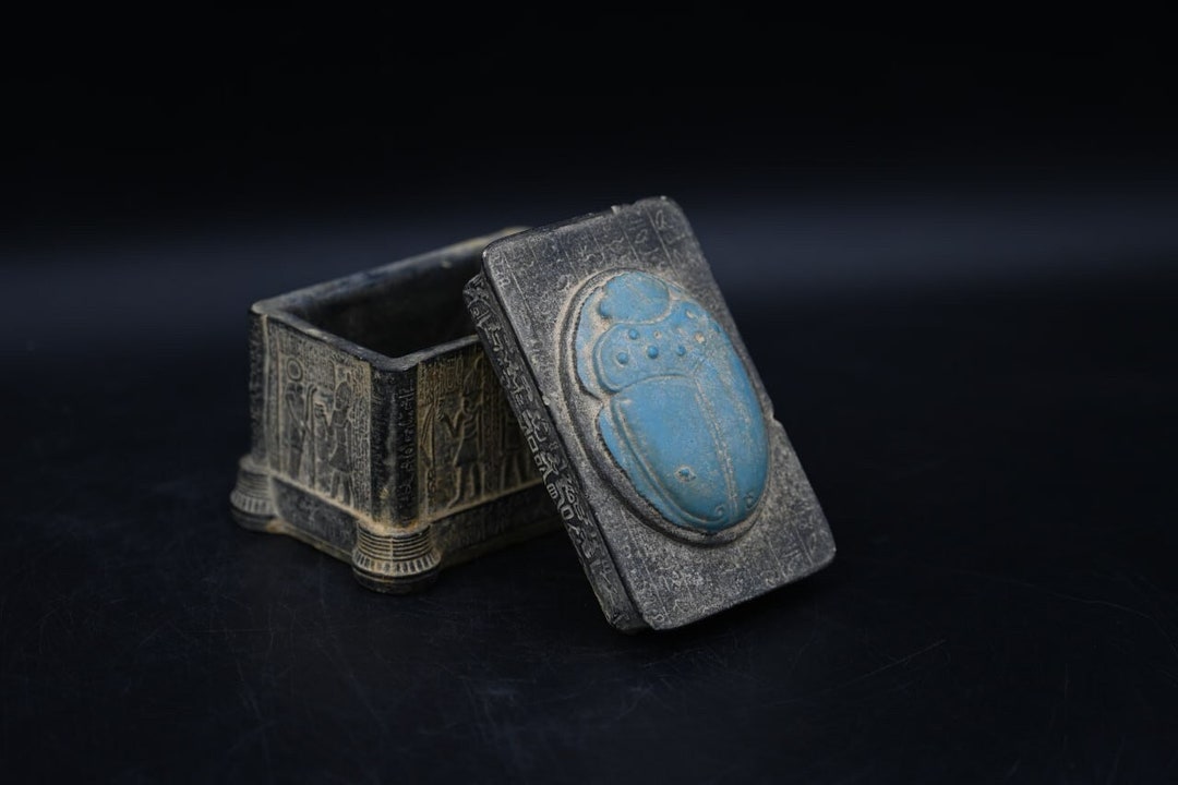 Scarab Box With Egyptian Gods | Unique Egyptian Jewelry Box | Sculpture ...