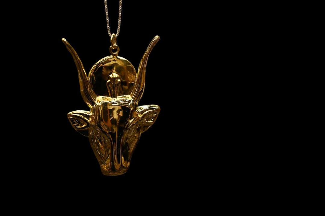 Amazing Goldrn Hathor Mask as Amulet Cow Head ,egyptian Hand-carved ...