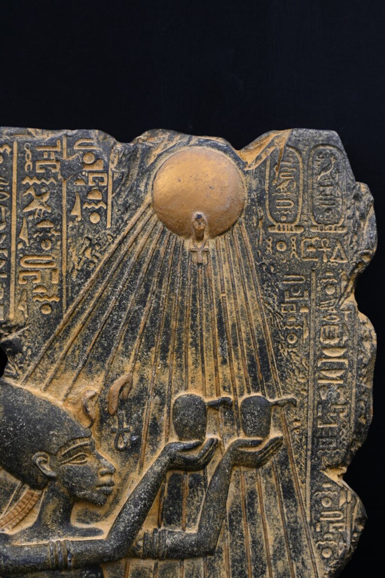 Akhenaten Family Mural: Egyptian Pharaoh Offering to Aten Replica - Etsy