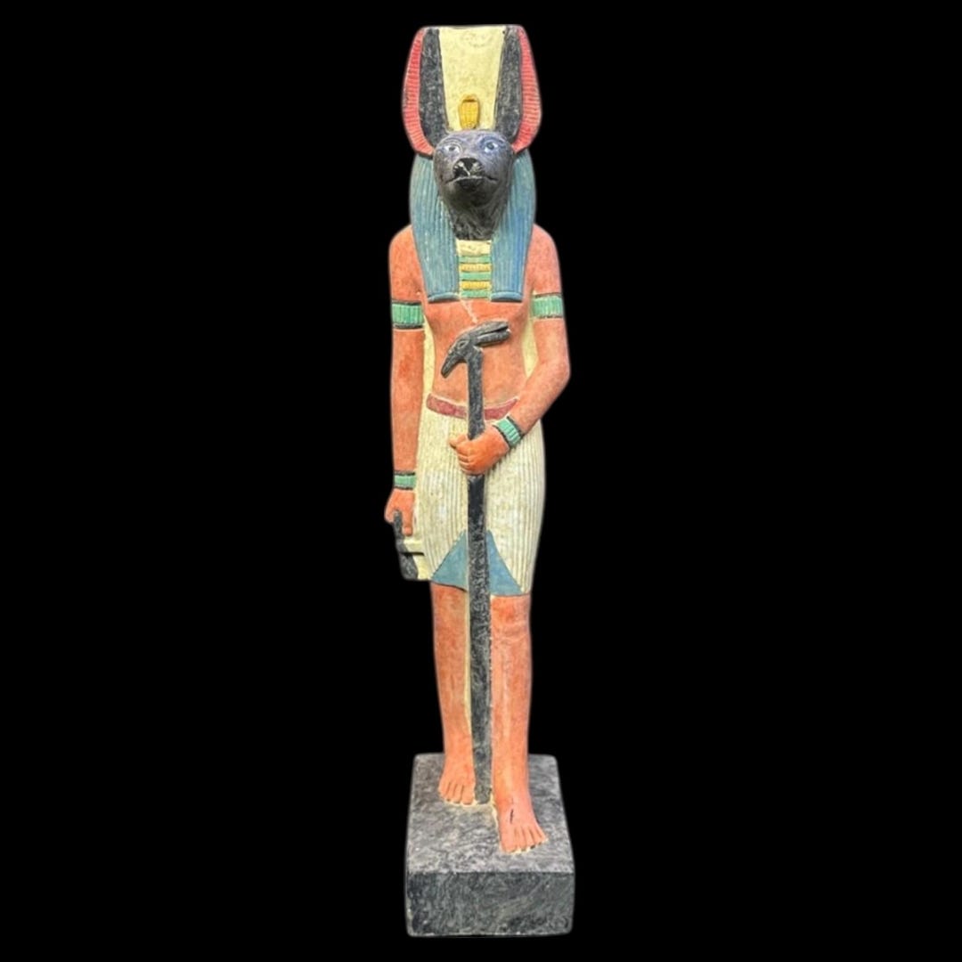 Hand-painted Anubis Statue: 40 Cm Limestone Egyptian Replica - Etsy