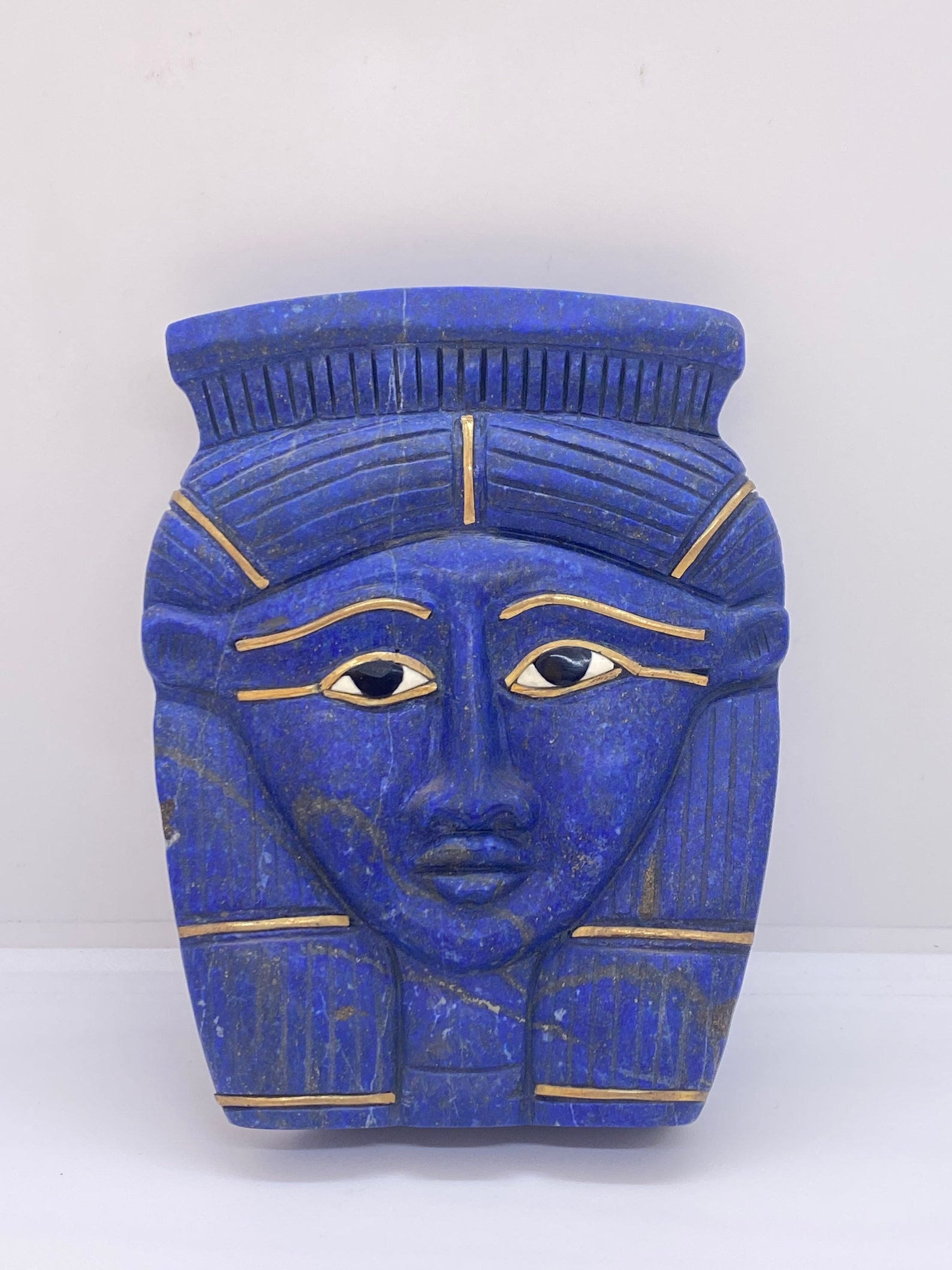Handcrafted Lapis Lazuli Hathor Mask: Egyptian Goddess Sculpture - Etsy