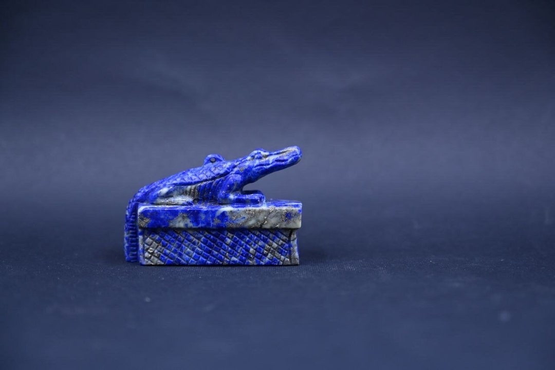 Lapis Lazuli Sobek Amulet: Handcrafted Egyptian Crocodile God - Etsy