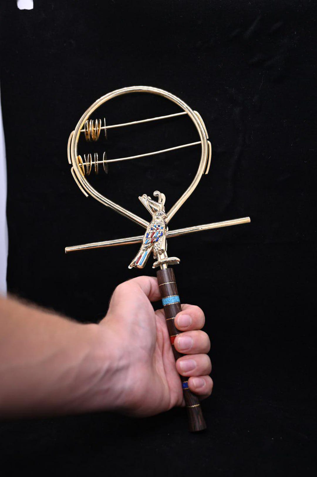 Brass Egyptian Horus Sistrum: Traditional Ritual Rattle, Falcon Design ...