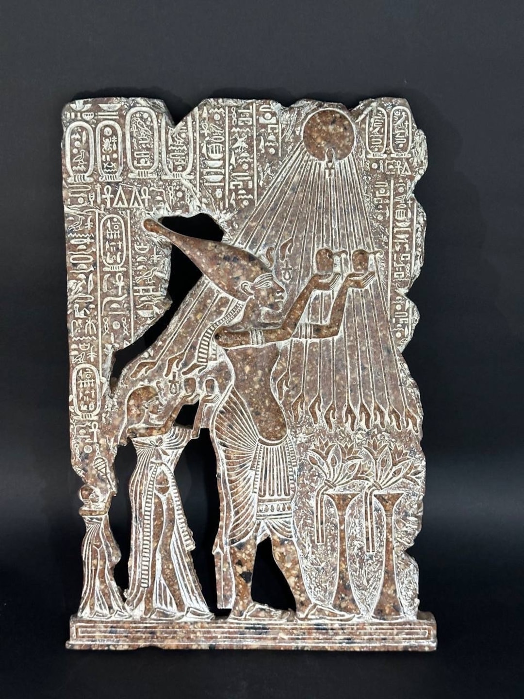 Gorgeous Akhenaten Family Painting-akhenaten Make Offering to Sun God ...