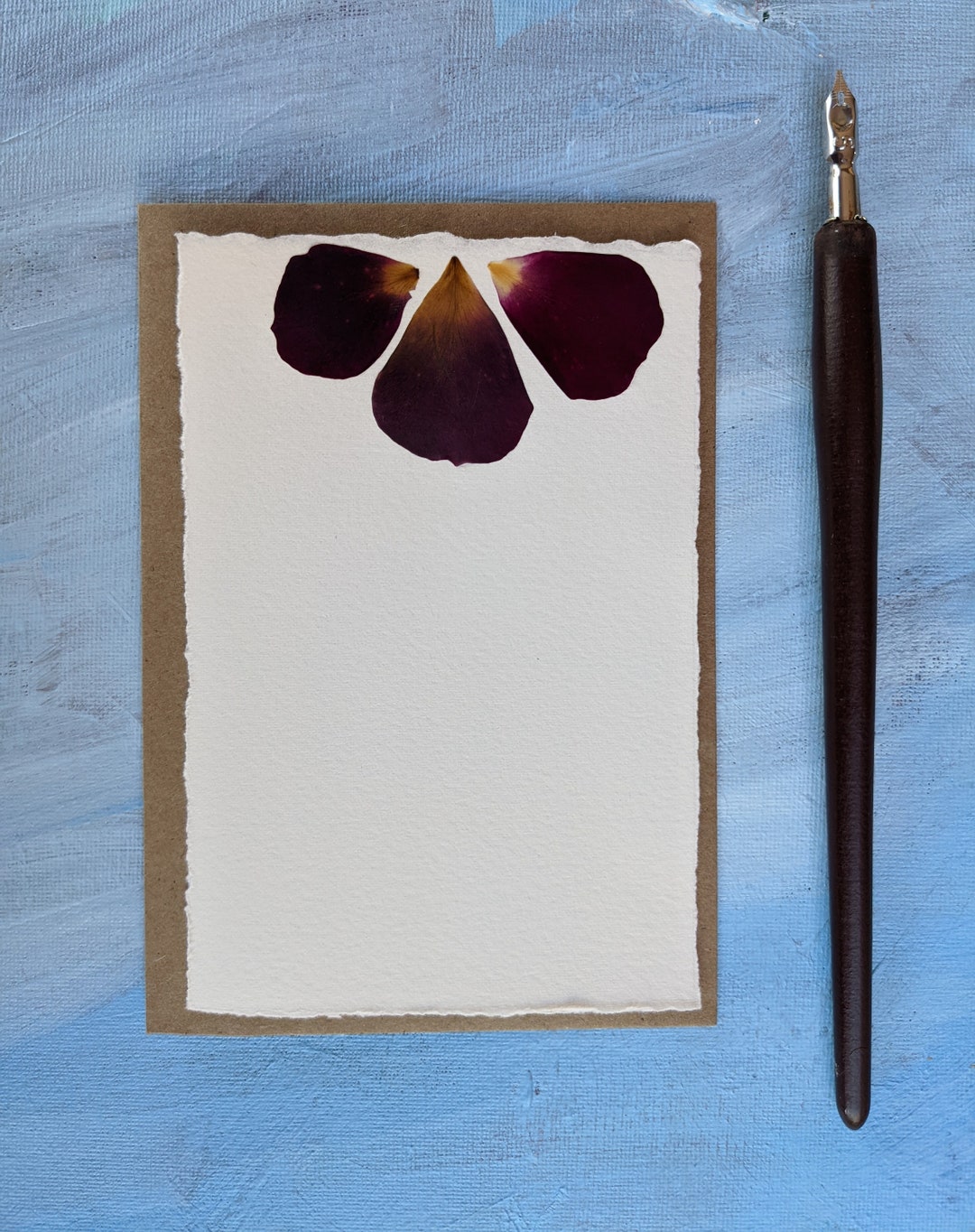 Dainty Red Rose Petal Note Card Stationery Set With Envelopes | Pressed ...