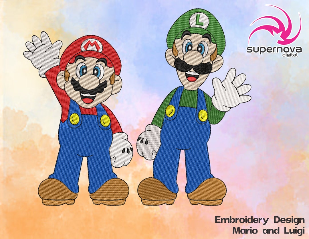 Mario and Luigi Embroidery Design Machine. Automatic Embroidery Design ...