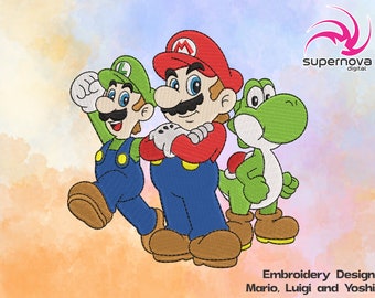 Mario and Luigi Embroidery Design Machine. Automatic - Etsy