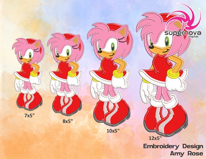 Amy Rose Applique Embroidery Design Machine. Automatic - Etsy