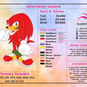 Knuckles Applique Embroidery Design Machine. Automatic Embroidery ...