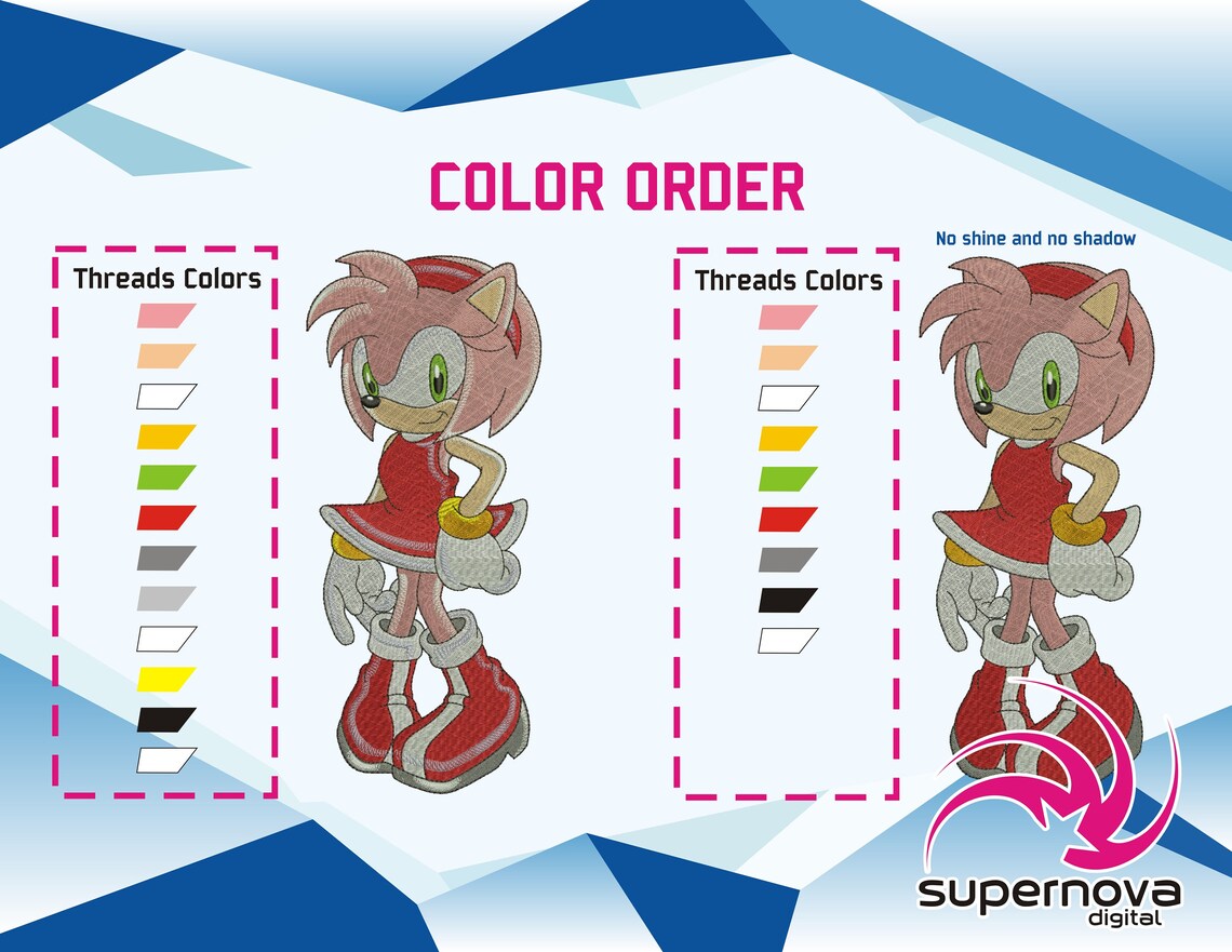 Amy Rose Sonic Sega. Embroidery Design Machine. Automatic - Etsy