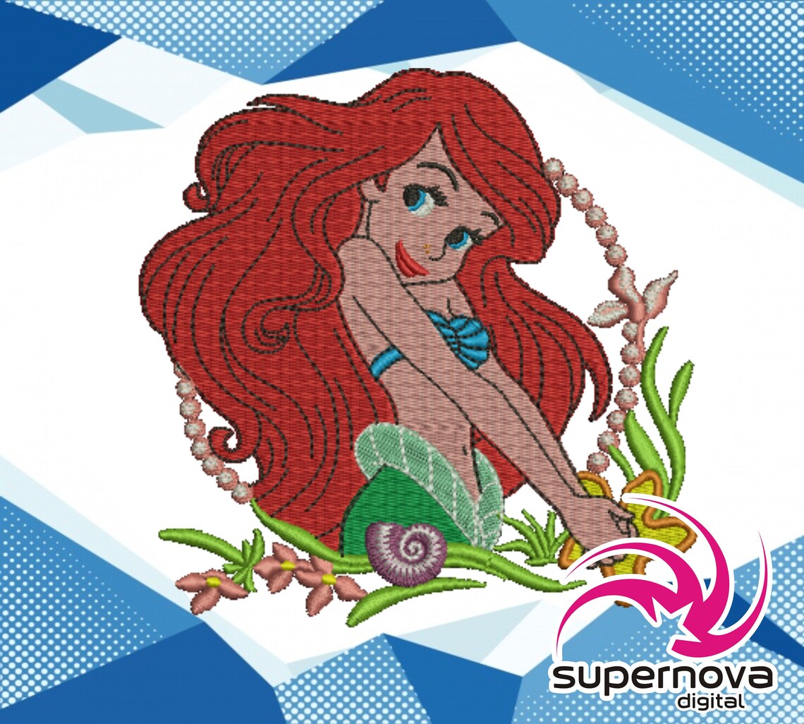 Embroidery Machine Design the Little Mermaid Ariel. Automatic - Etsy ...
