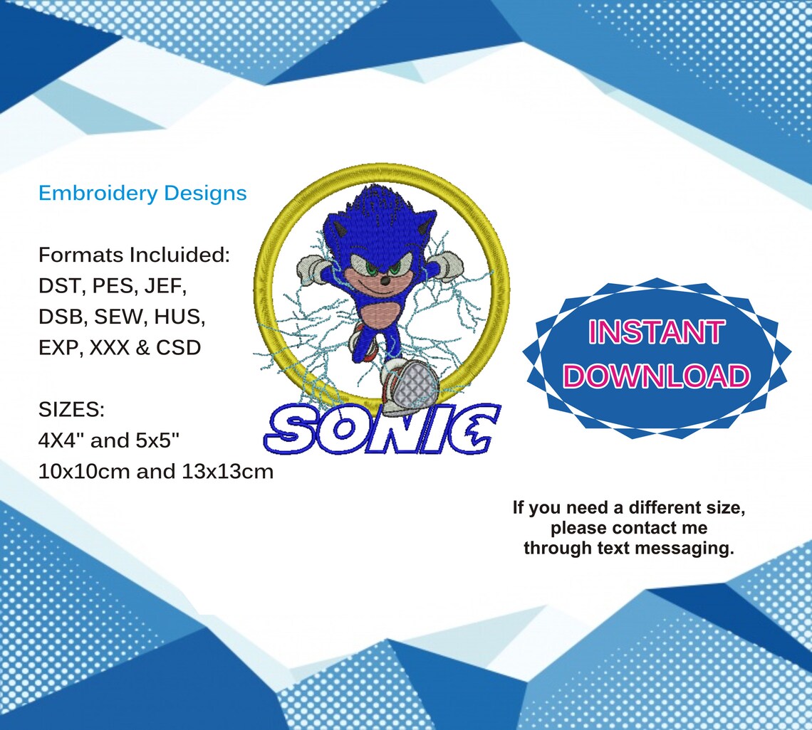 Sonic the Movie. Embroidery Design Machine. Automatic - Etsy