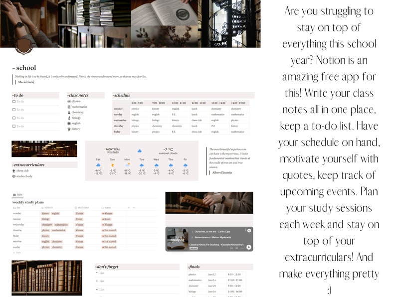 Student Planner Notion Template College Daily Notebook Journal ...