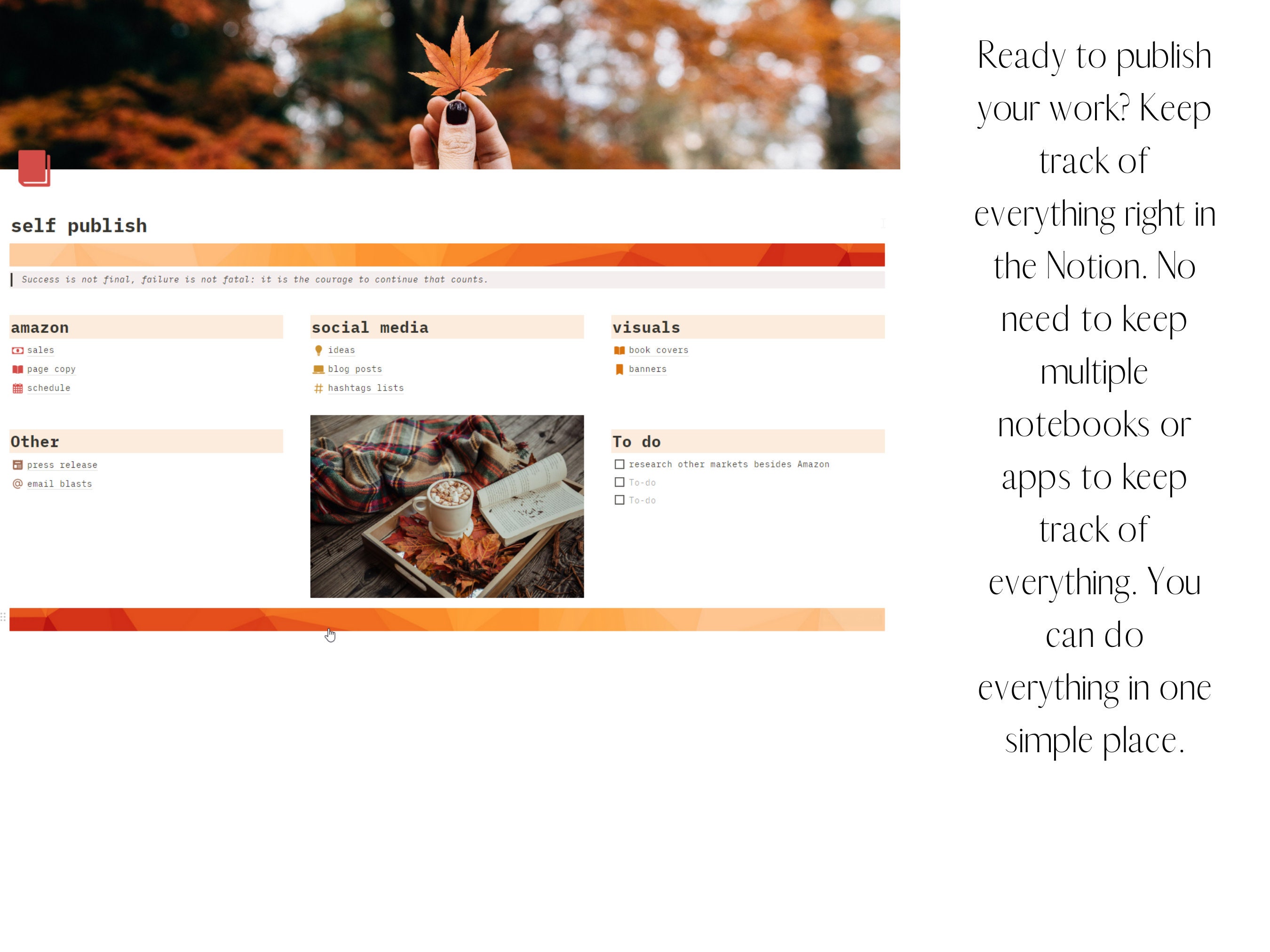 Autumn Writer's Corner Notion App Template Writing Help Database Novel Planning Resource Digital ...