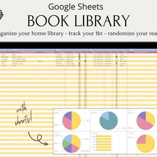 Book Library Google Sheets Template Catalogue Books Database - Etsy