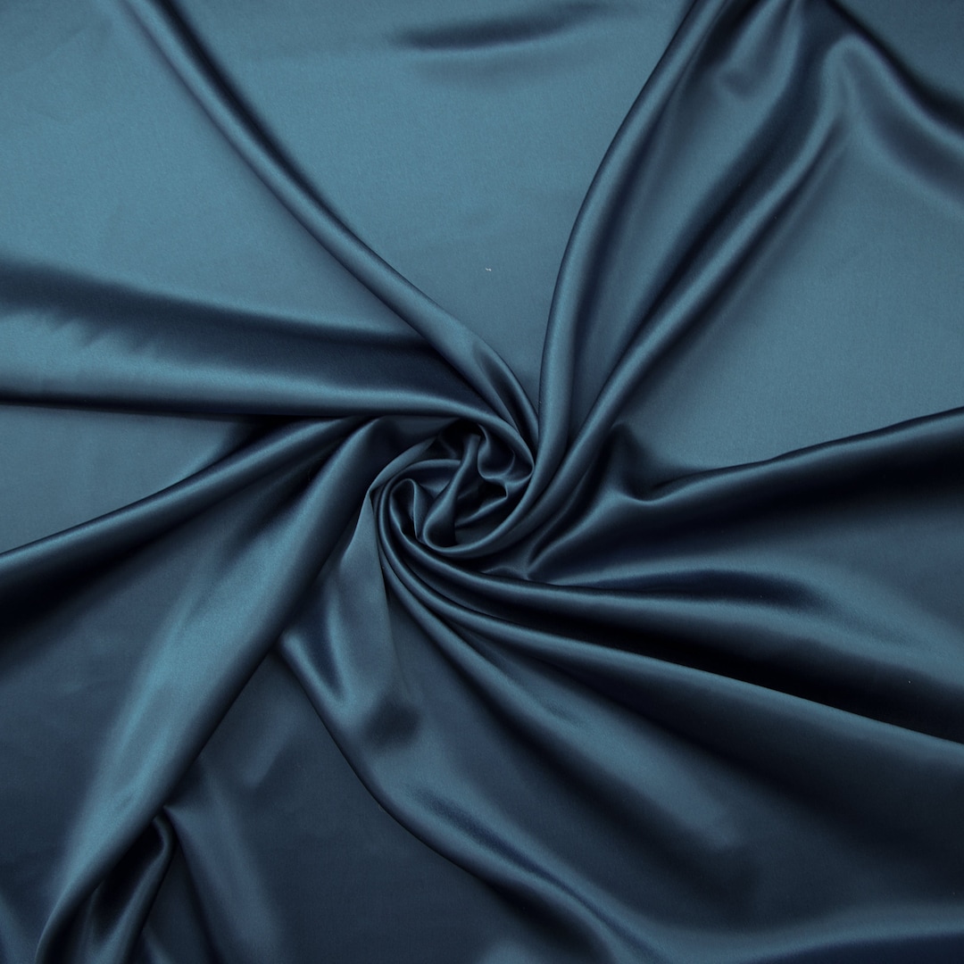Dark Blue 100% Pure Mulberry Silk Fabric by the Yard 19 Momme 6A Grade ...
