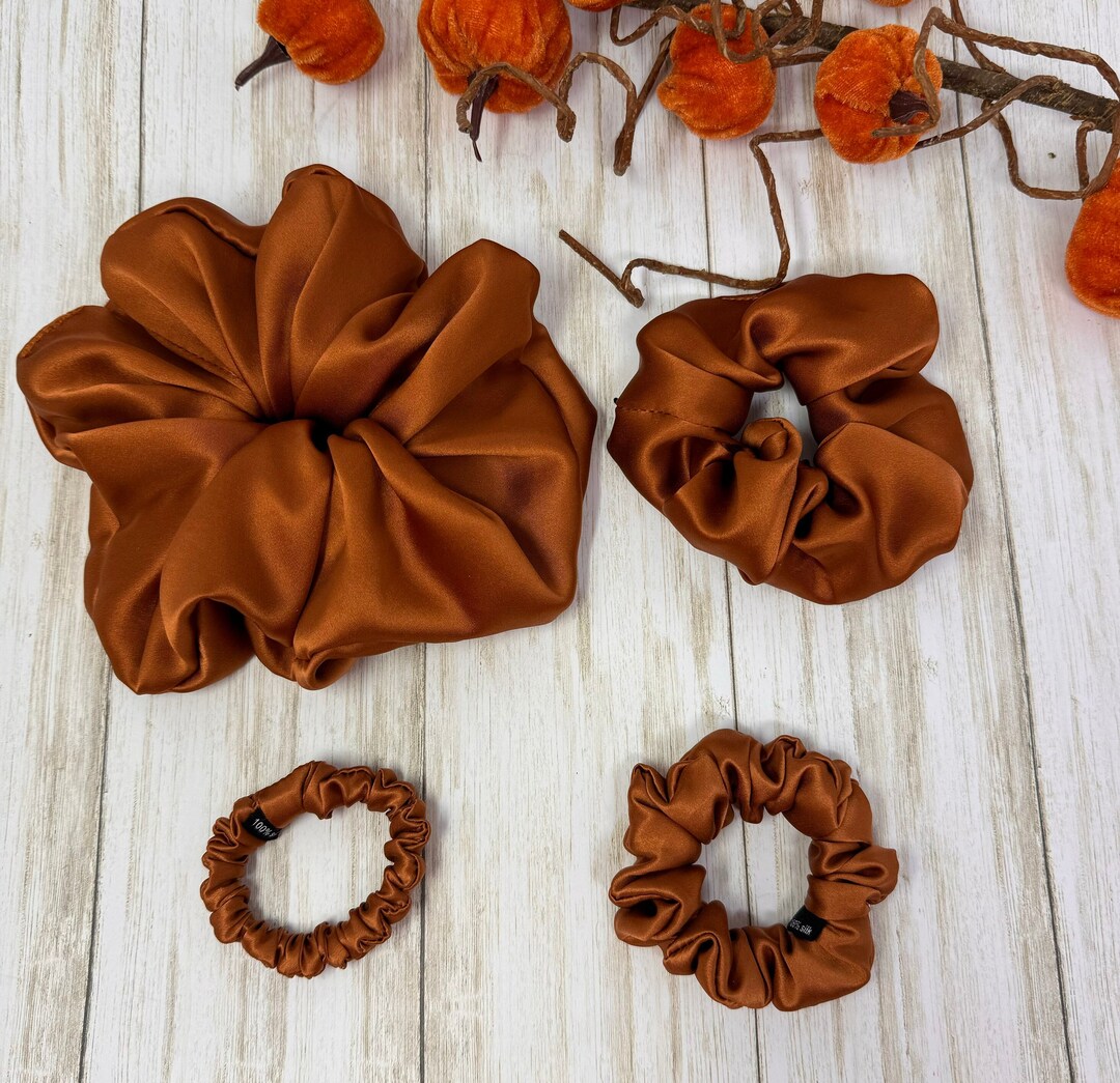 Copper Mulberry Silk Scrunchies: Handmade Hair Ties USA - Etsy