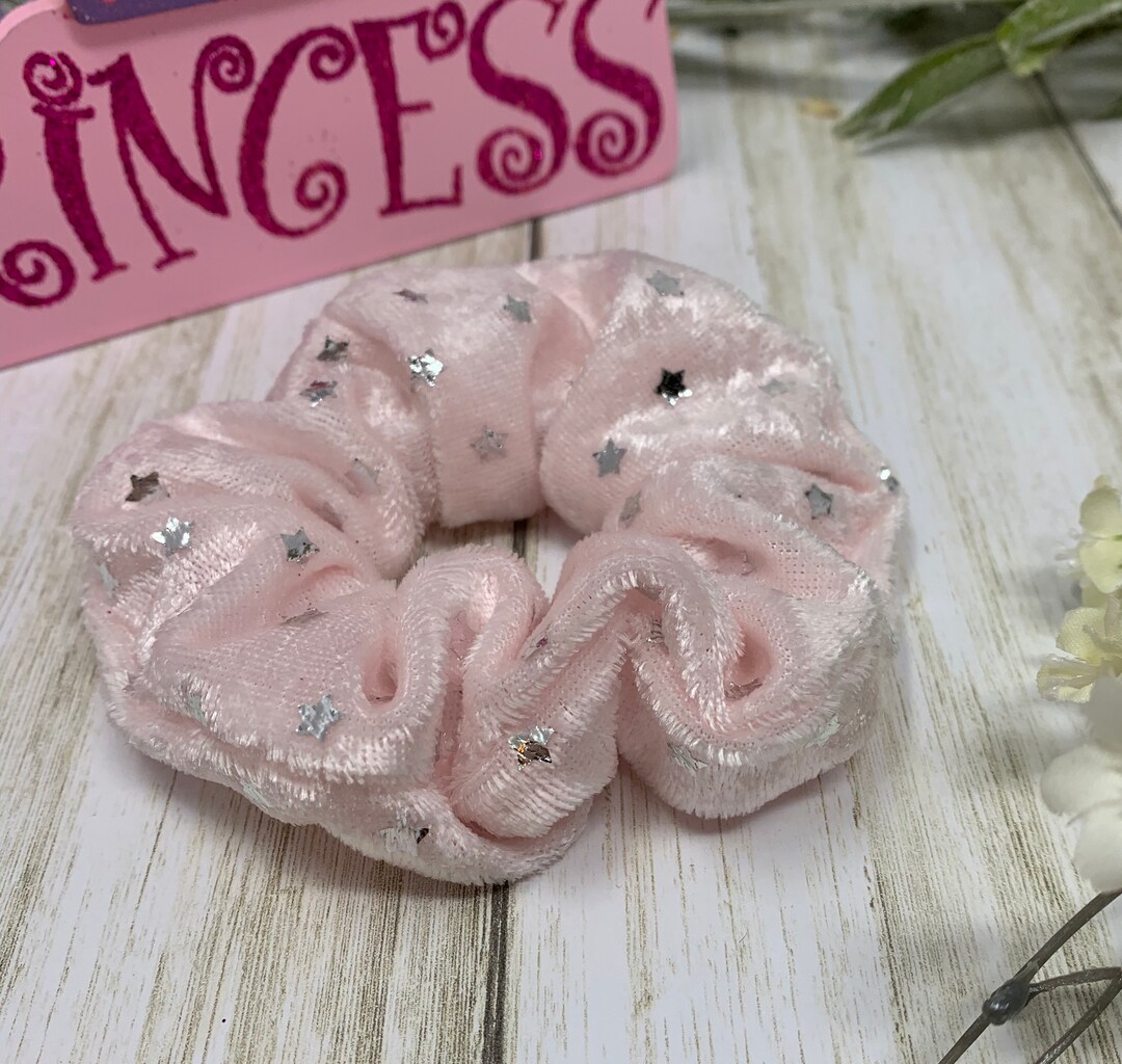 Princess Scrunchie. Handmade Light Pink Velvet Scrunchie With Stars for ...