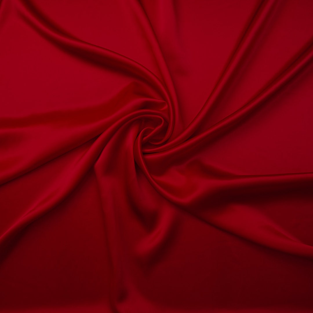 Deep Red 100% Pure Mulberry Silk Fabric by the Yard 19 Momme 6A Grade ...