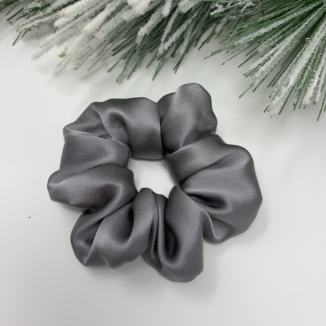 Silver 100% Pure Silk Scrunchie Genuine Silk Ponytail Holder - Etsy
