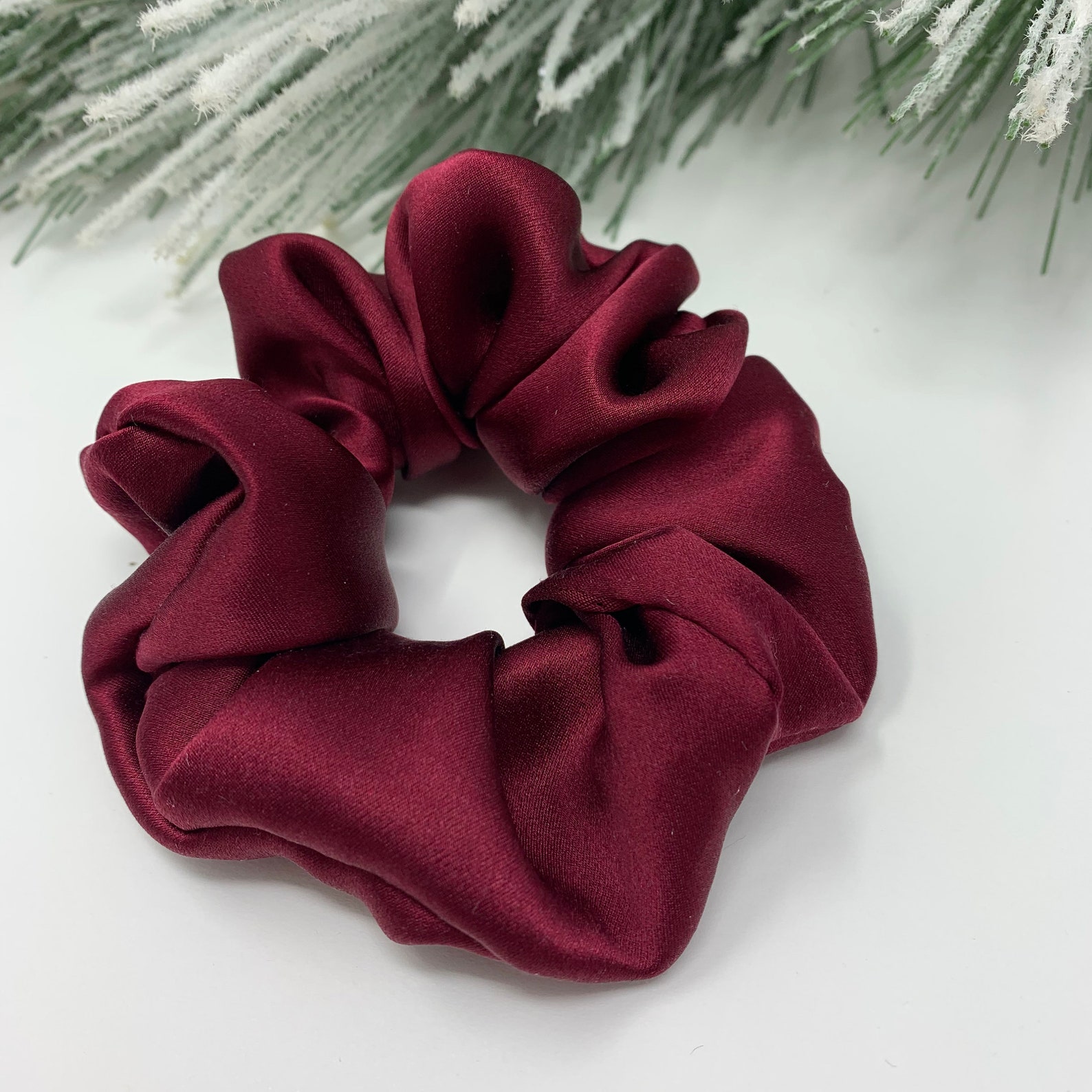 Burgundy 100% Pure Silk Scrunchie Natural Silk Ponytail Holder Hair ...