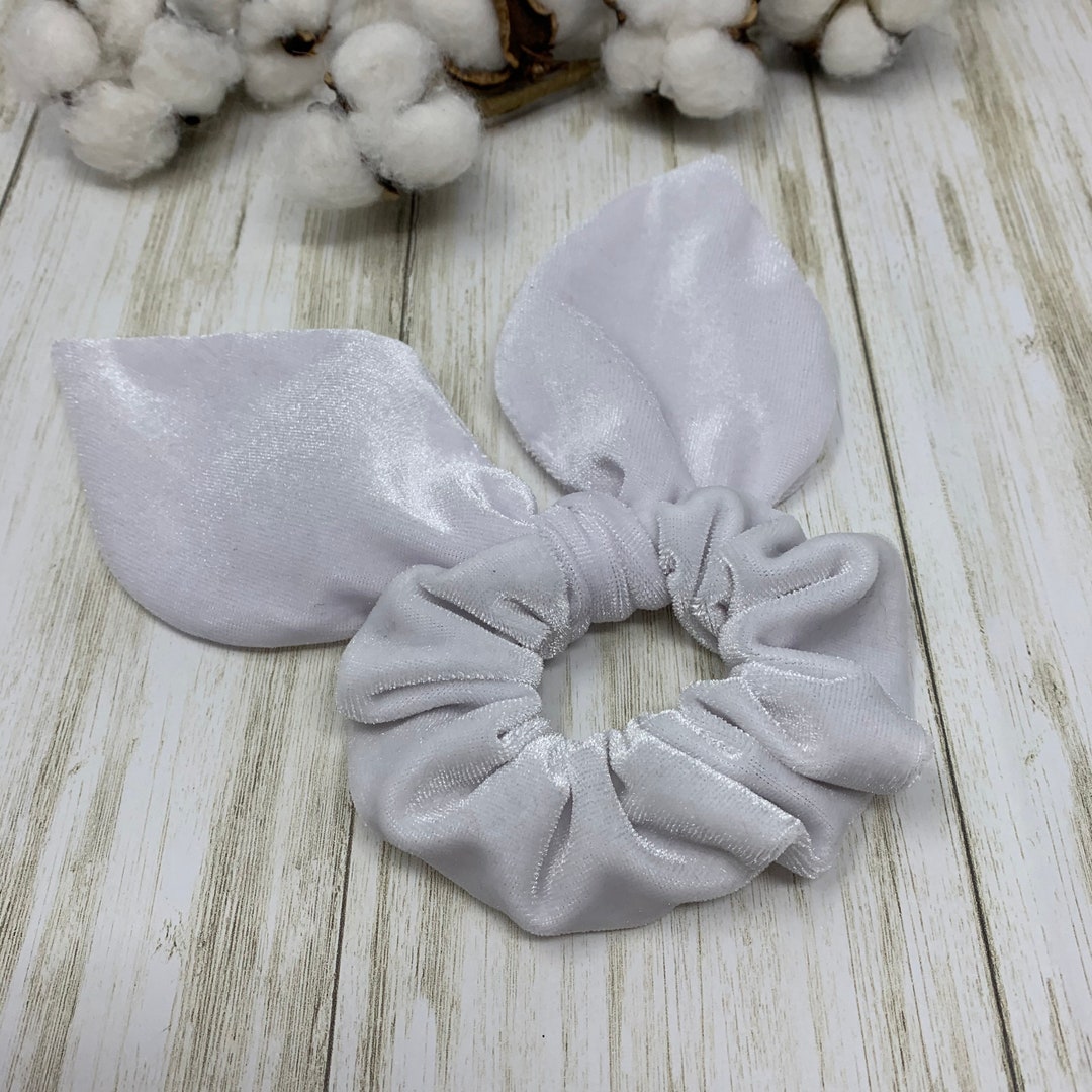 White Bunny Ears Velvet Scrunchies - Etsy