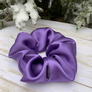 Pure Mulberry Silk Scrunchies. Deep Purple Iris Lavender Charmeuse Silk Hair Ties - Etsy