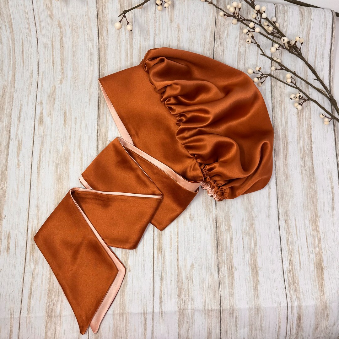 Reversible Mulberry Silk Bonnet: Copper & Light Peach Sleeping Cap - Etsy