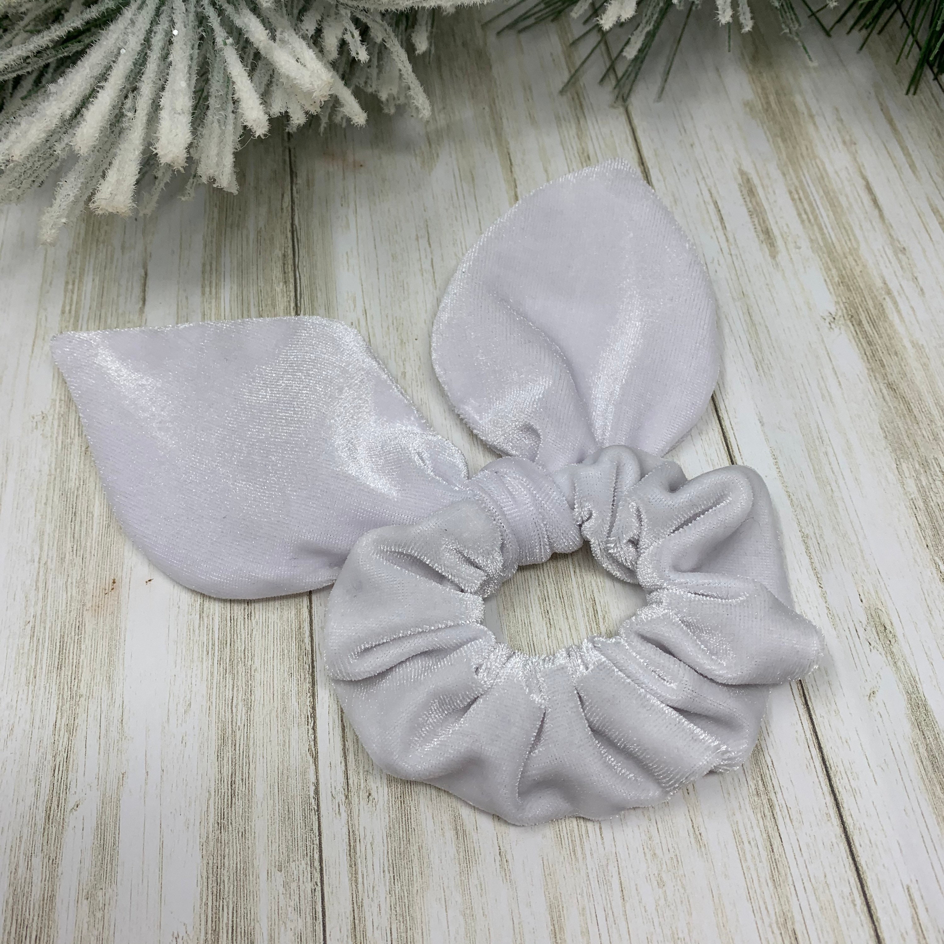 White Bunny Ears Velvet Scrunchies | Etsy