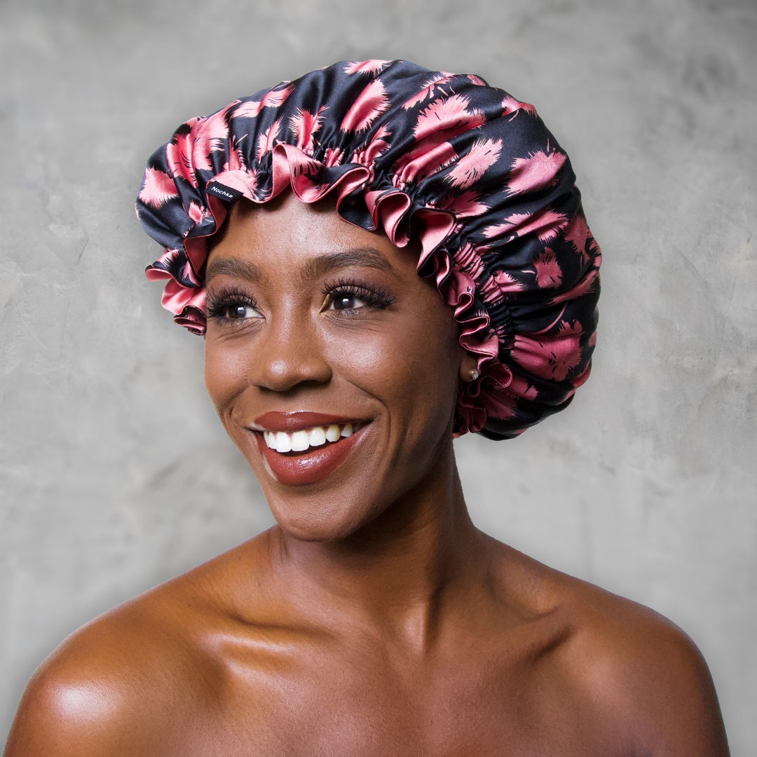 Rose Gold on Black and Punch REVERSIBLE 100% Pure Mulberry Silk Bonnet ...